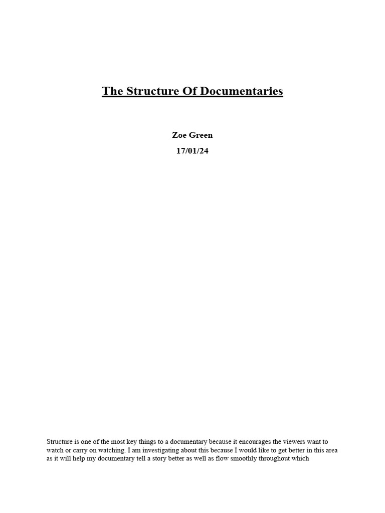 essay structure of documentaries pt2 | PDF | Documentary Film