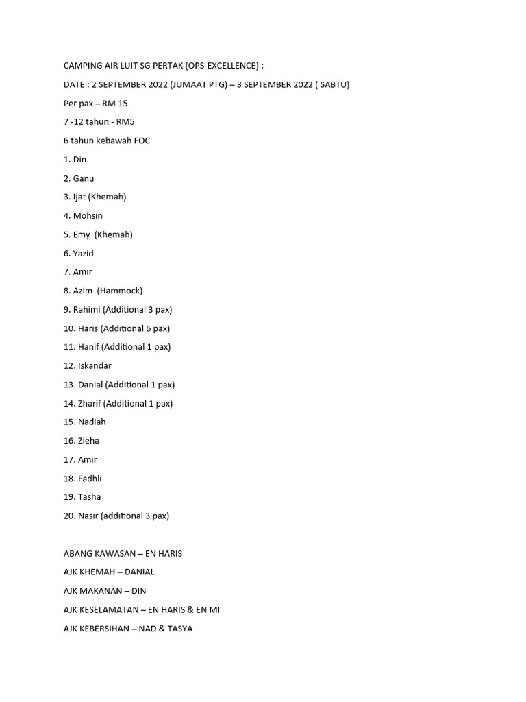 Camping Air Luit SG Pertak | PDF Camping Air Luit SG Pertak | PDF