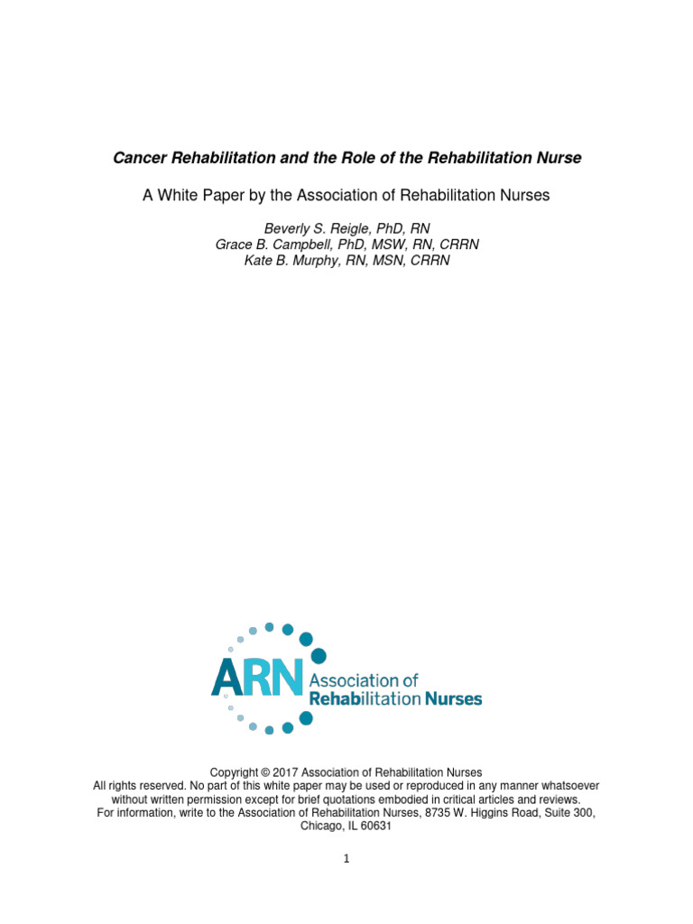 Final Cancer Rehab Position Paper | PDF | Physical Therapy | Nursing