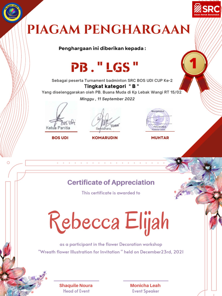 Piagam PB LGS RT 12 | PDF