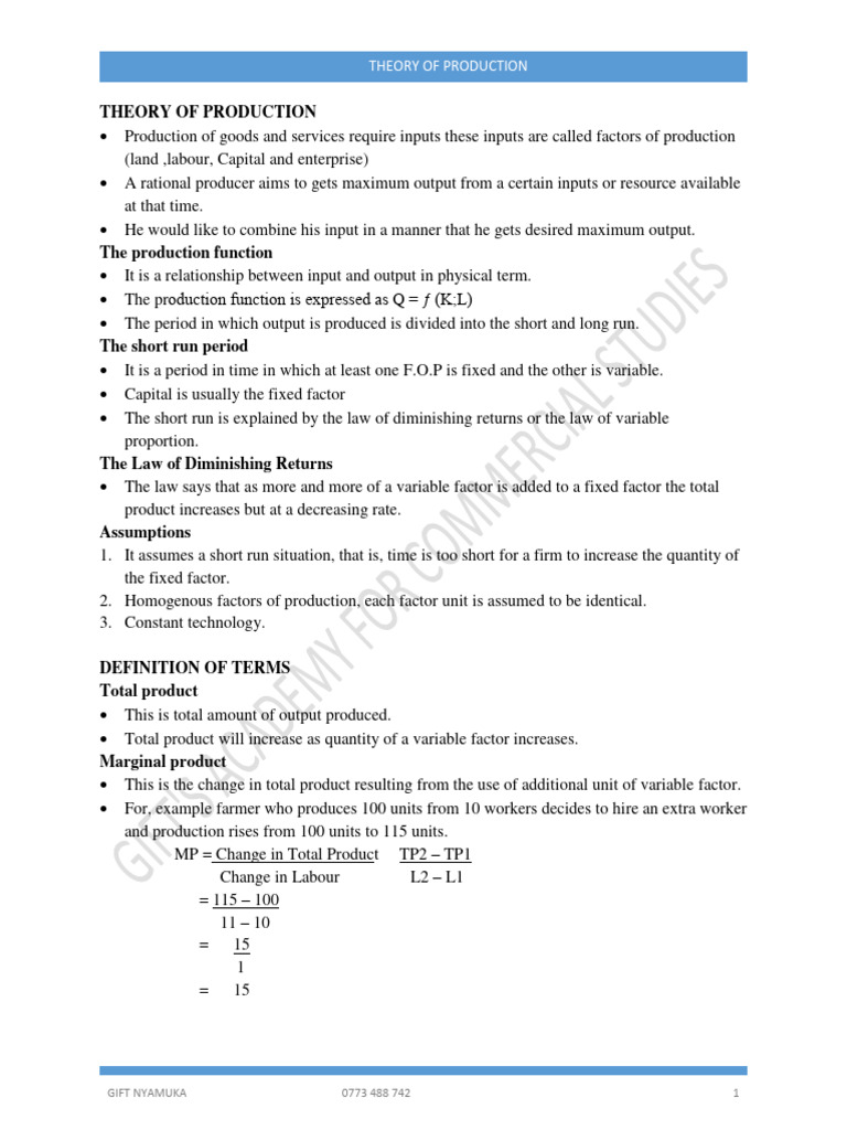 5.theory of Production | PDF | Technology & Engineering