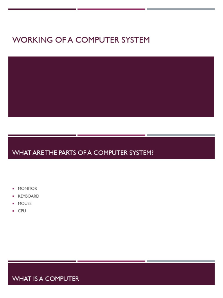Working of A Computer System | PDF | Input/Output | Computer Monitor