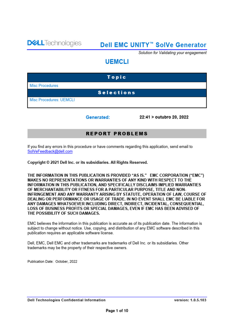 Dell EMC Unity - Misc Procedures-Misc Procedures - UEMCLI-1 | PDF ...