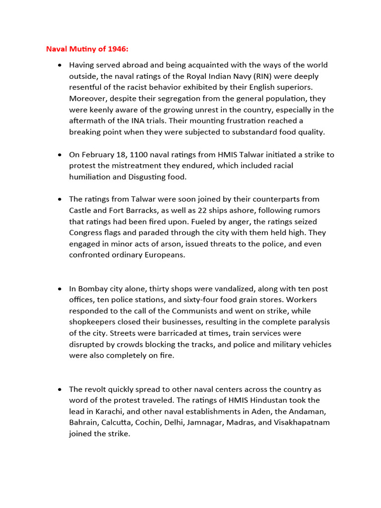 Naval Mutiny of 1946 | PDF | Military | Conflicts