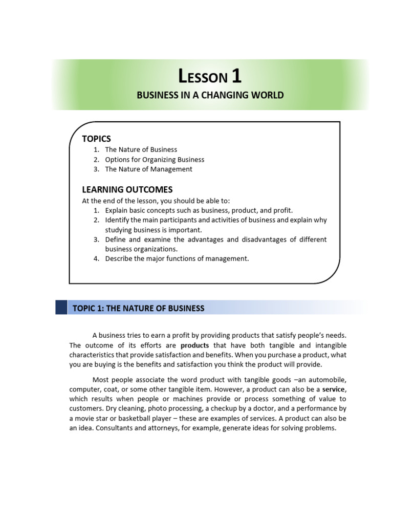 Lesson 1 Lecture Notes | PDF | Business | Leadership