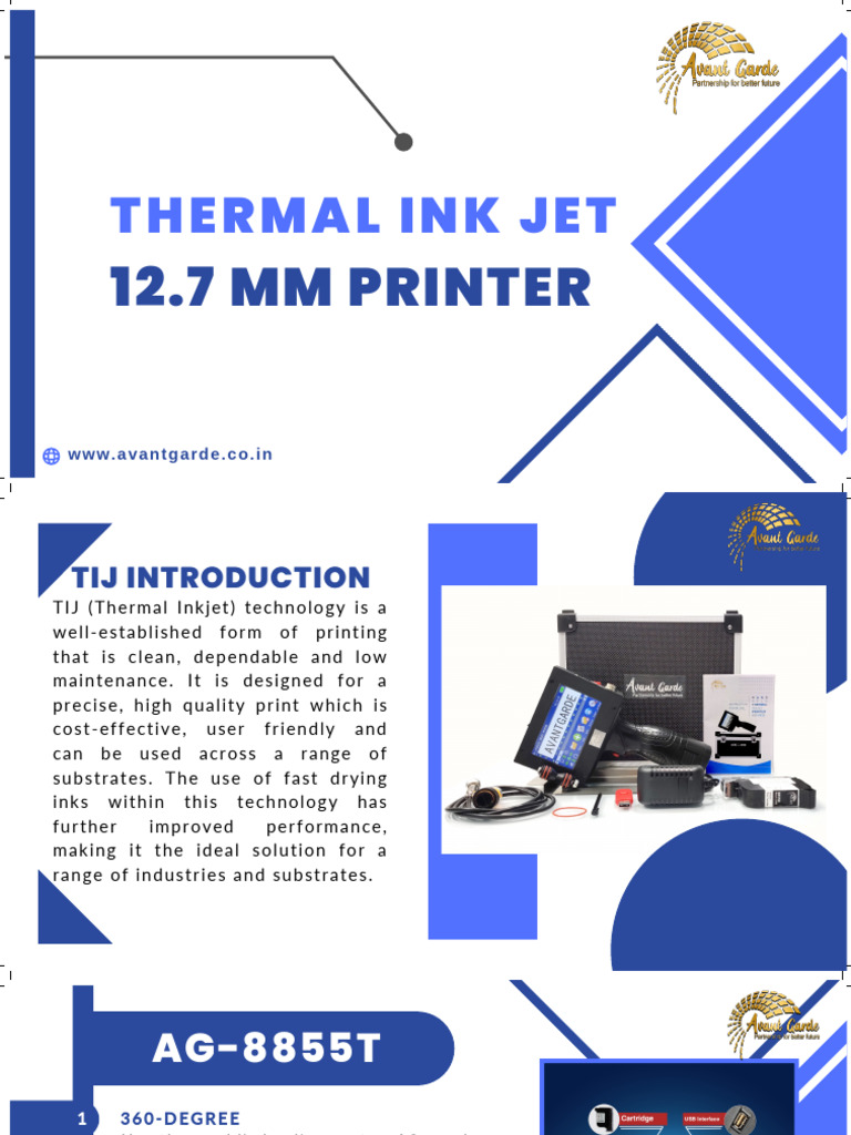 Tij Handheld Inkjet Printer Avant Garde Industries | PDF