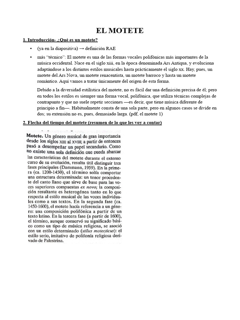 El Motete PDF (Mío) | PDF | Formas musicales | Elementos de la música