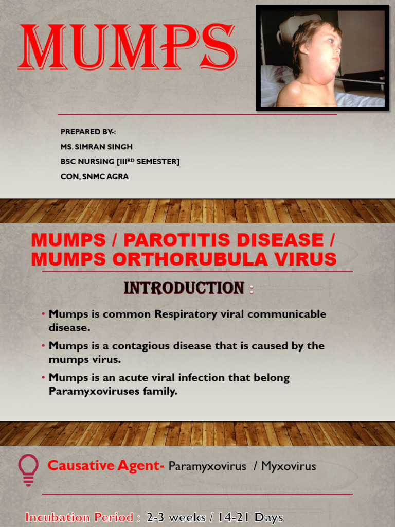 Mumps Presentation | Download Free PDF | Animal Diseases | Viral Diseases