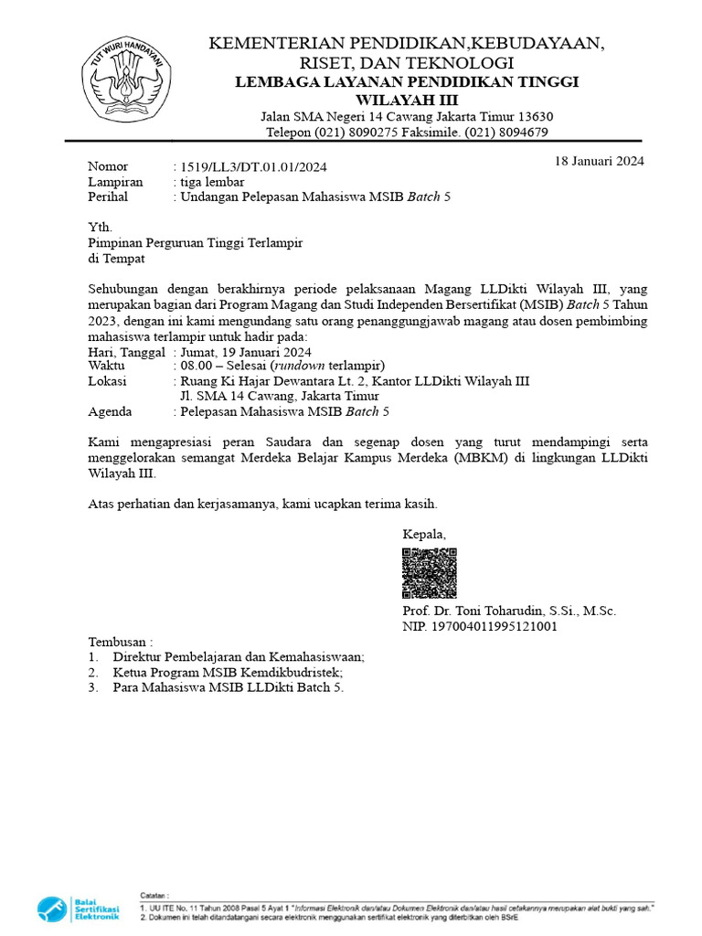 Undangan Pelepasan Mahasiswa MSIB Batch5 - Rev | PDF