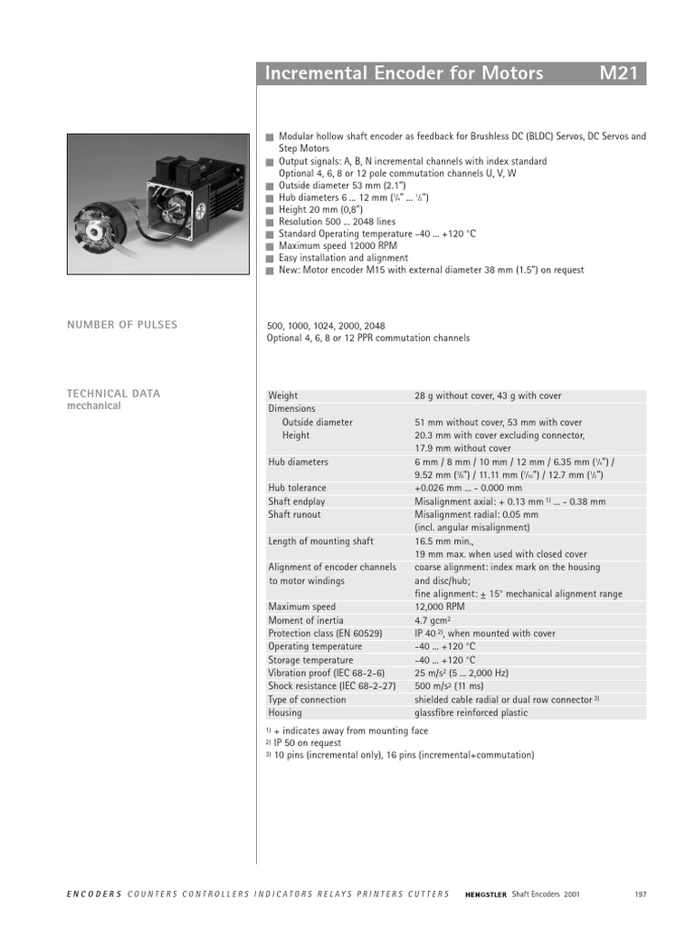 Incremental Encoder For Motors M21: Number of Pulses | PDF