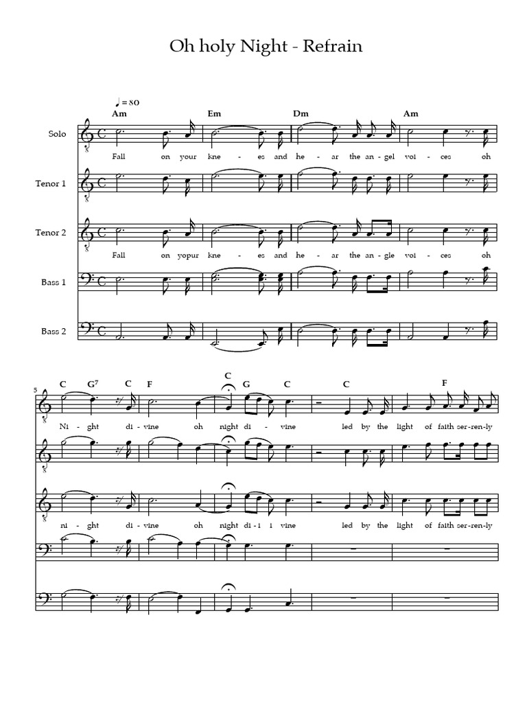 "Oh Holy Night Refrain Sheet Music" | PDF