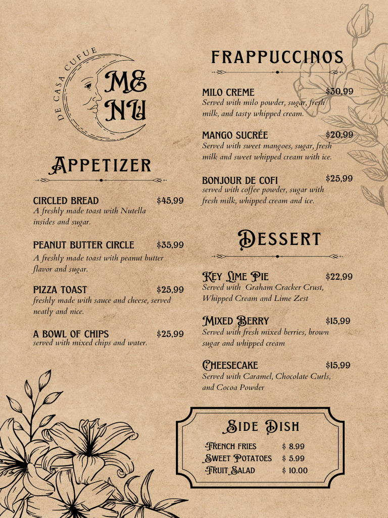 Brown Texture Classic Vintage Menu | PDF