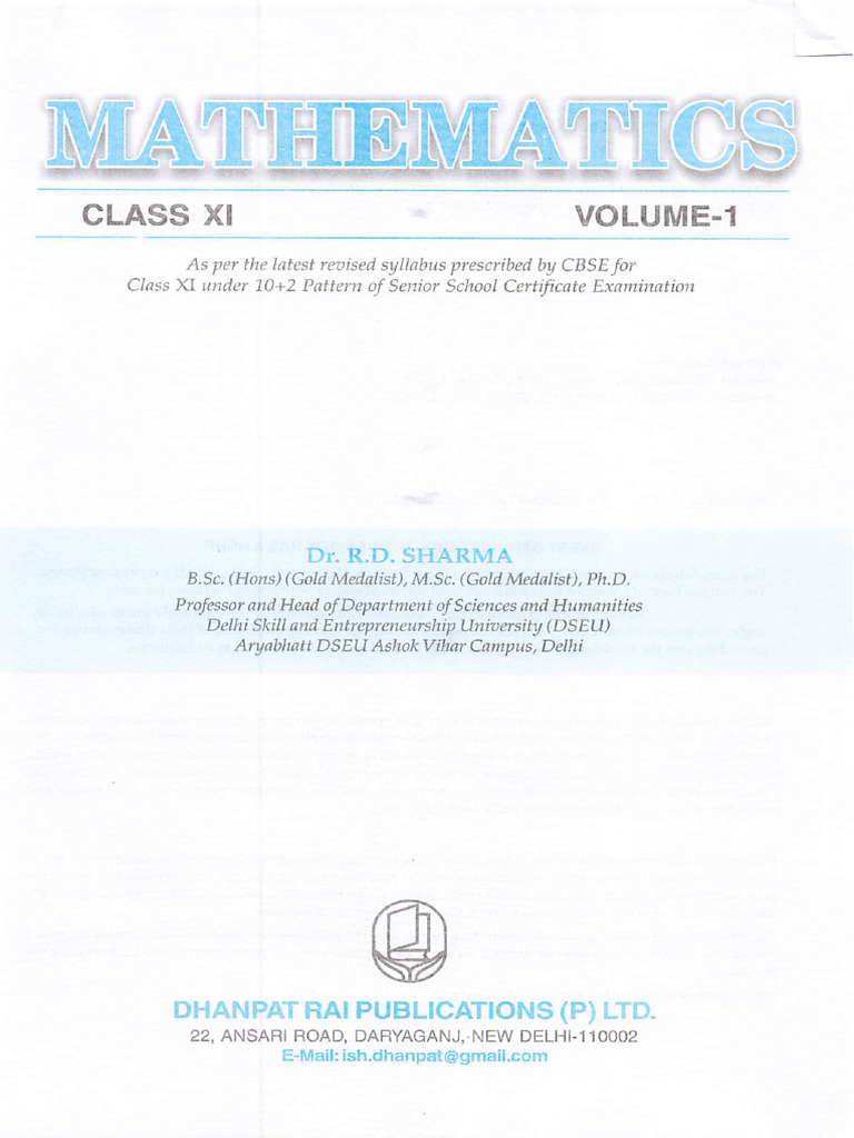 RD Sharma Maths Class 11 Volume 1 2023-2024 | PDF | Trigonometric Functions | Function (Mathematics)