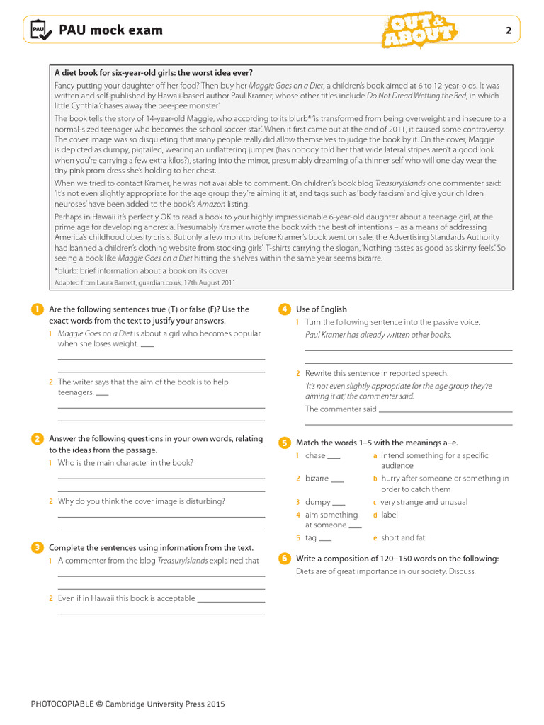 Unit 2 PAU Mock Exam | PDF