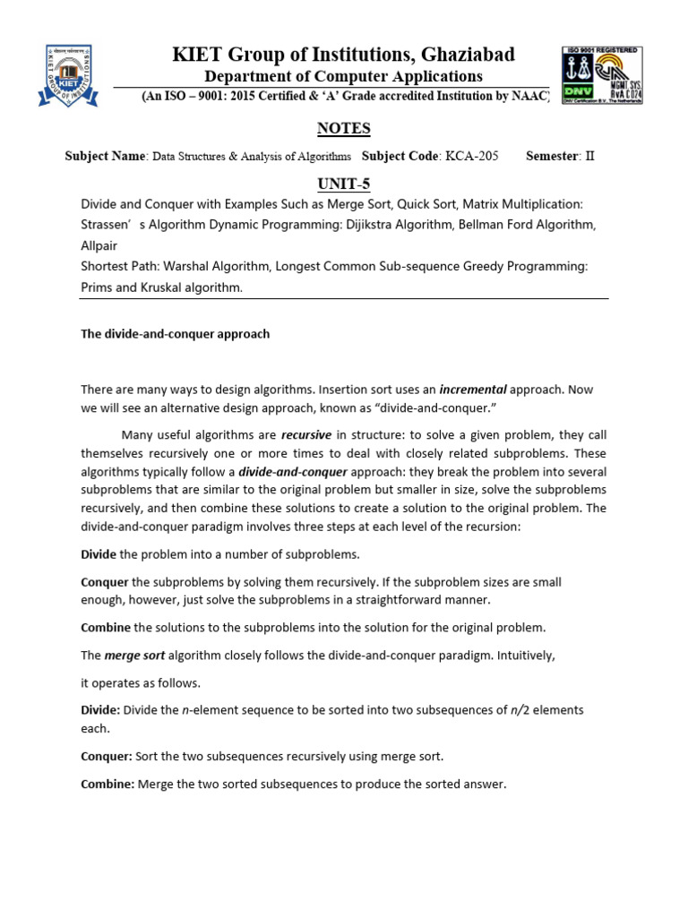Unit 5 Pdf Recurrence Relation Computer Science 2962