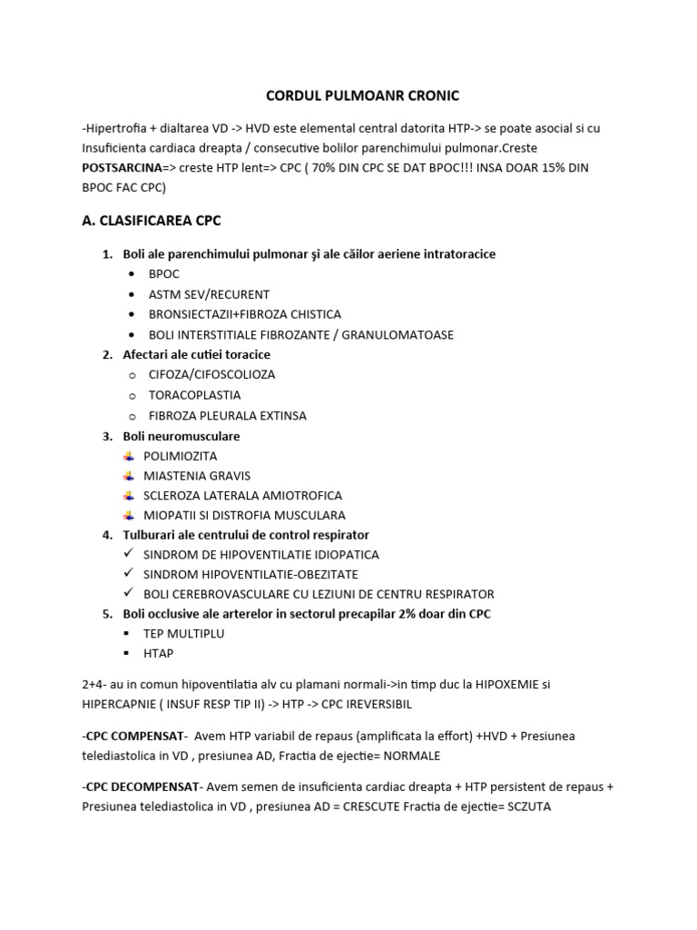 CORD PULMONAR CRONIC - Conspect | PDF