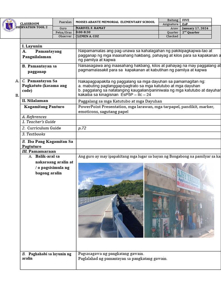 Cot 2 Esp 2023-2024 | PDF