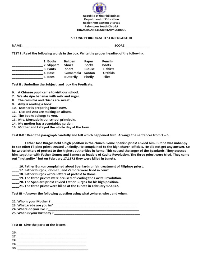 PT - English 3 - Q2 | PDF