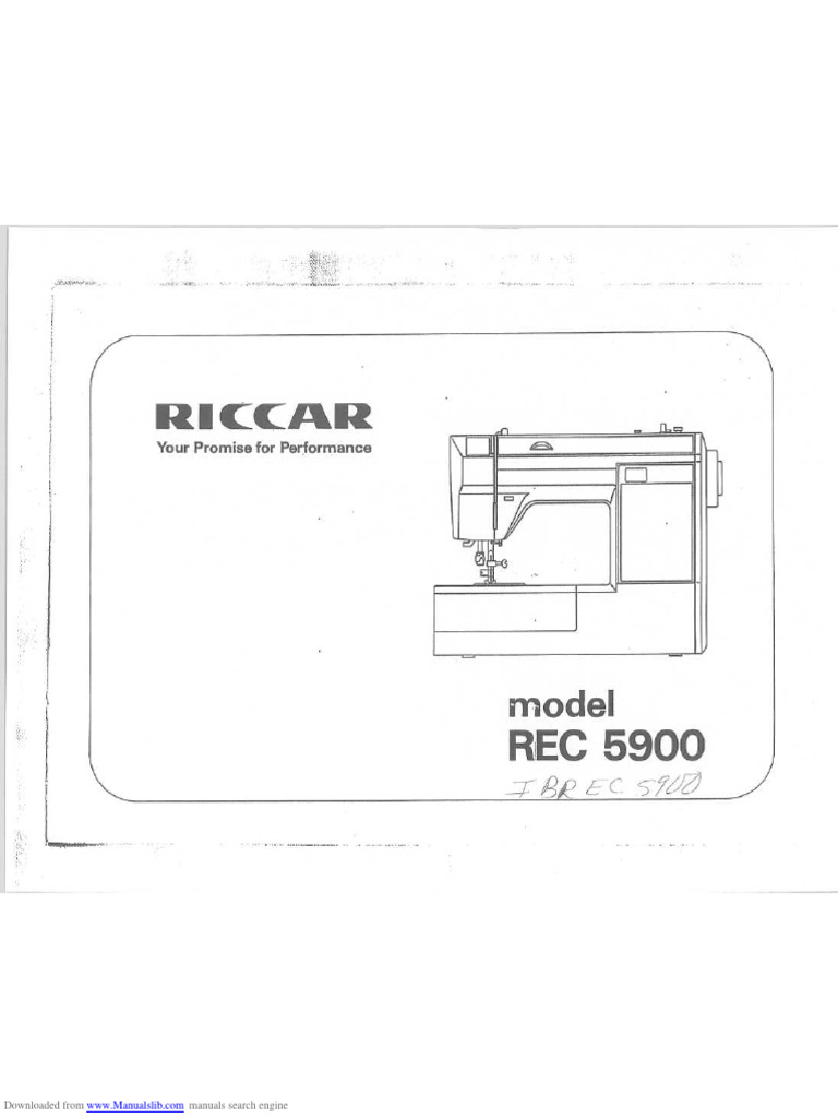Riccar REC5900 Sewing Machine Intruction Manual | PDF