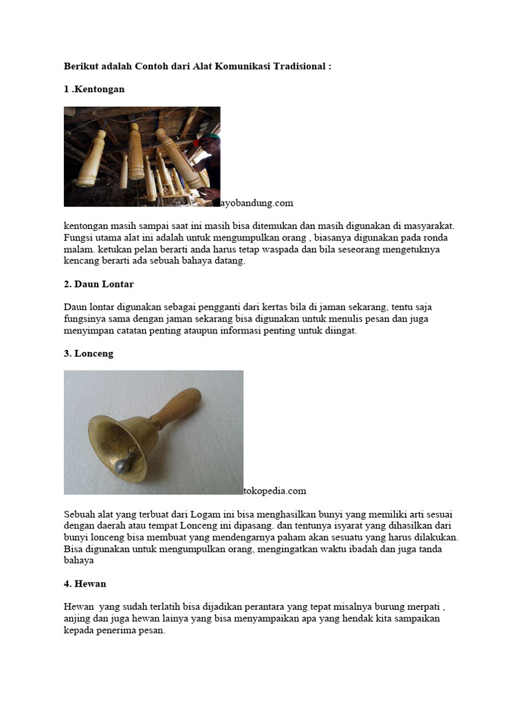 Alat Komunikasi Tradisional dan Fungsinya | PDF