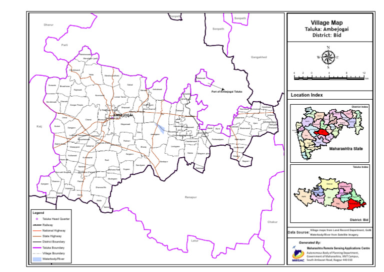 Village Map: Taluka: Ambejogai District: Bid | Download Free PDF ...