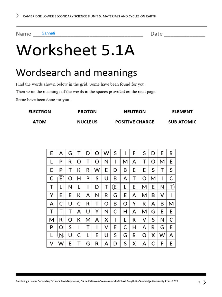 -S8_Worksheets_Unit 5 | PDF | Atoms | Atomic Nucleus
