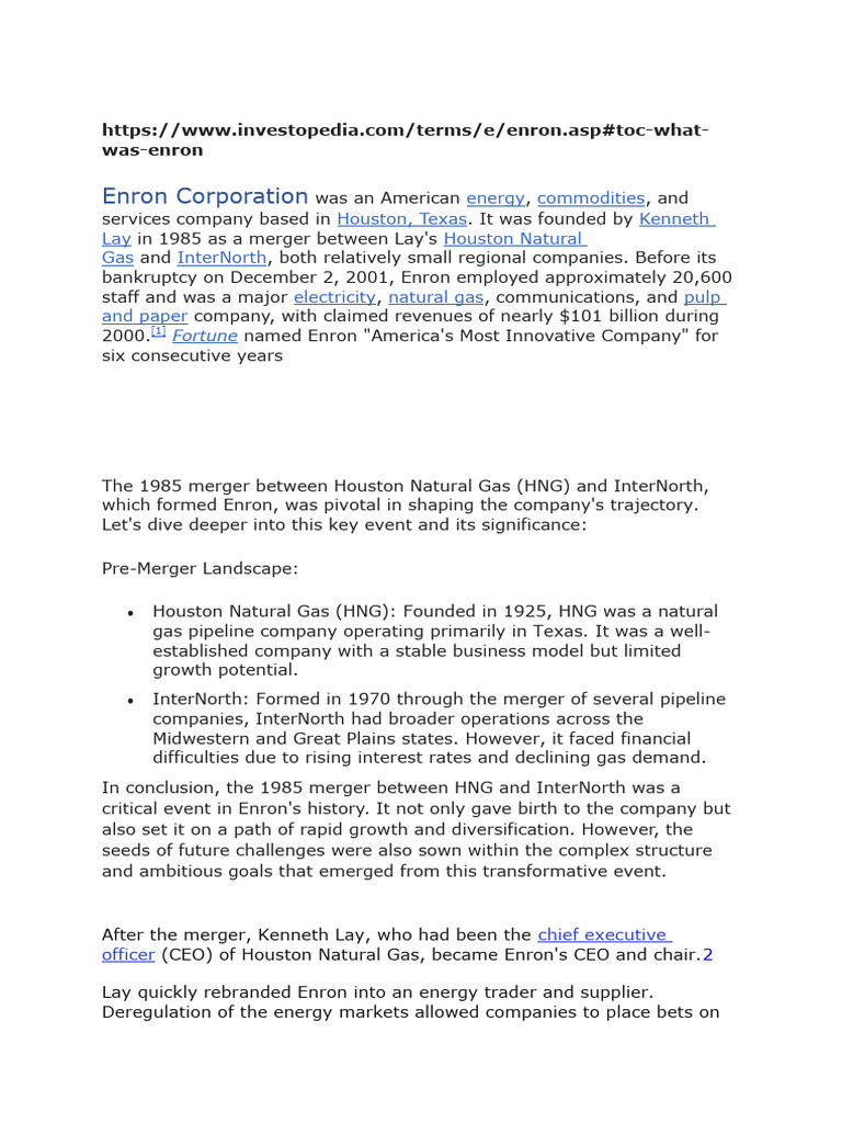 Enron 1 | PDF | Enron | Mark To Market Accounting