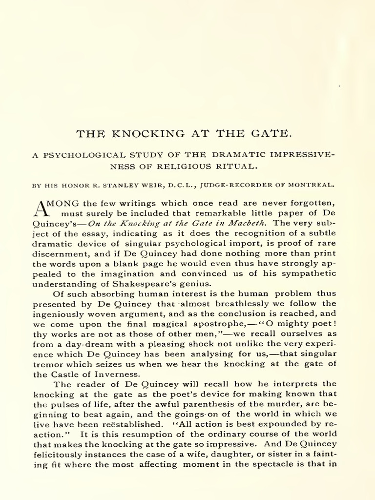 Artigo sobre THE KNOCKING AT THE GATE | PDF