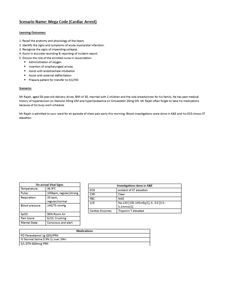 Mega Code - Cardiac Arrest | PDF