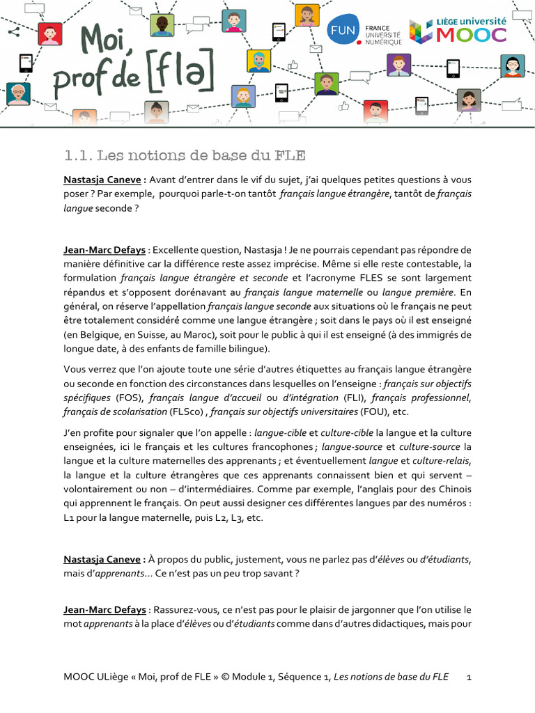 Notions de base du FLE et didactique | PDF | Langue française | Pédagogie