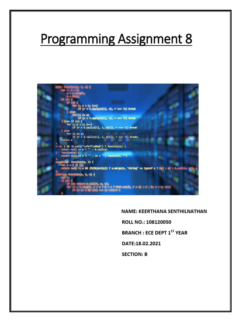 Programming Assignment 8 | PDF | Computer Science | Computer Libraries