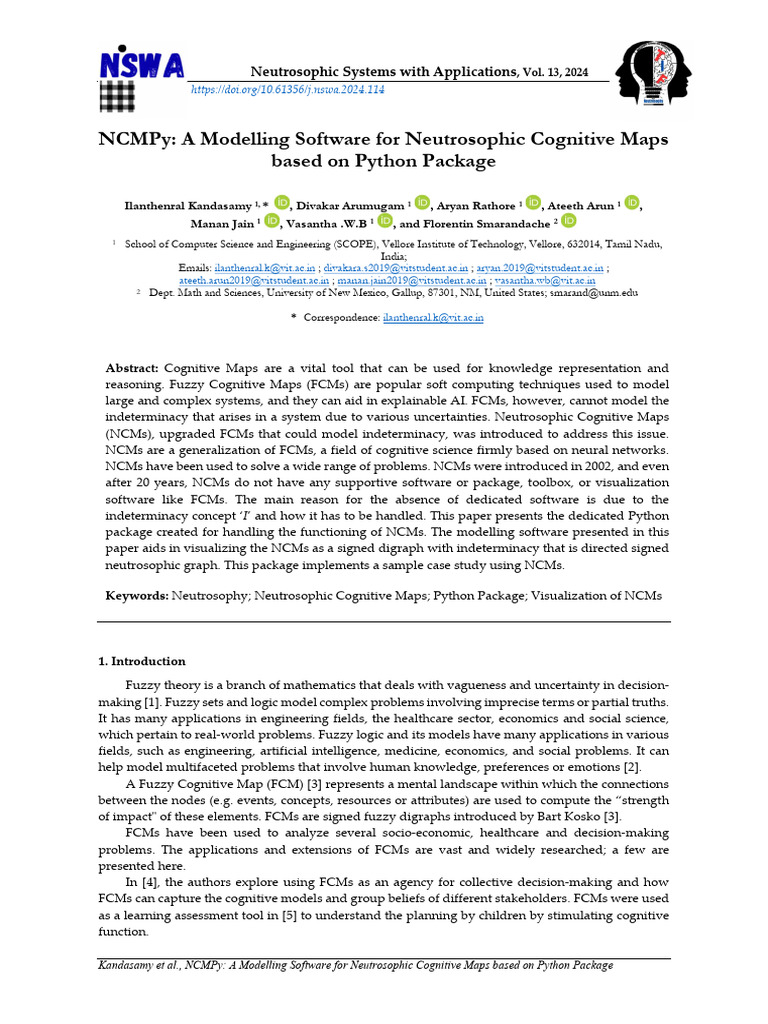 NCMPy: A Modelling Software For Neutrosophic Cognitive Maps Based On Python Package | PDF ...