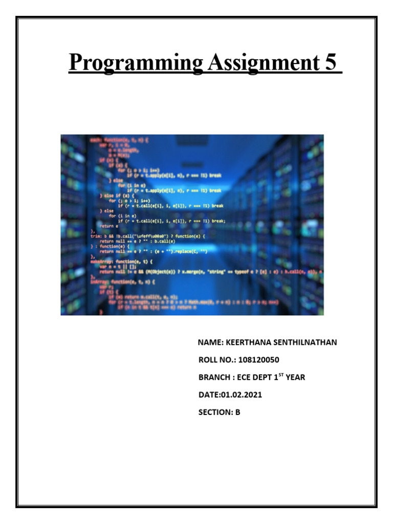 Programming Assignment 5 | PDF | Computing | Applied Mathematics