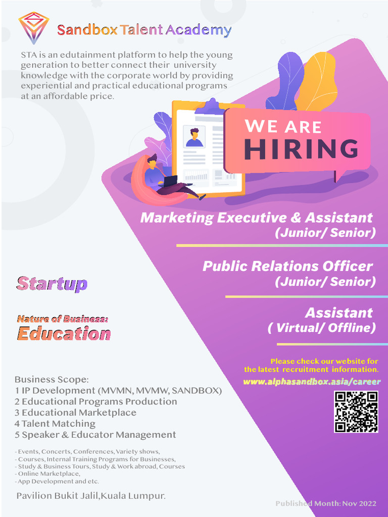 STA KL Hiring Nov | PDF | Public Relations | Marketing