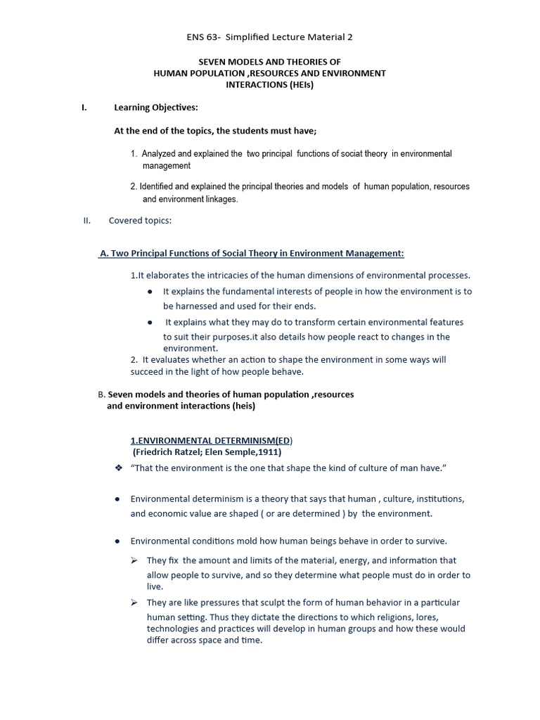ENS 63-Mat 2 - Seven Models & Theories... | PDF | Ecology | System