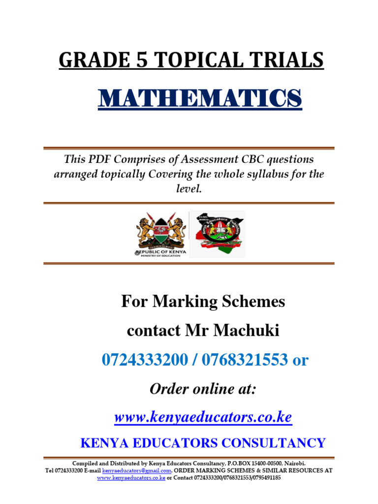 Grade 5 Mathematics Topical Questions Homework | PDF