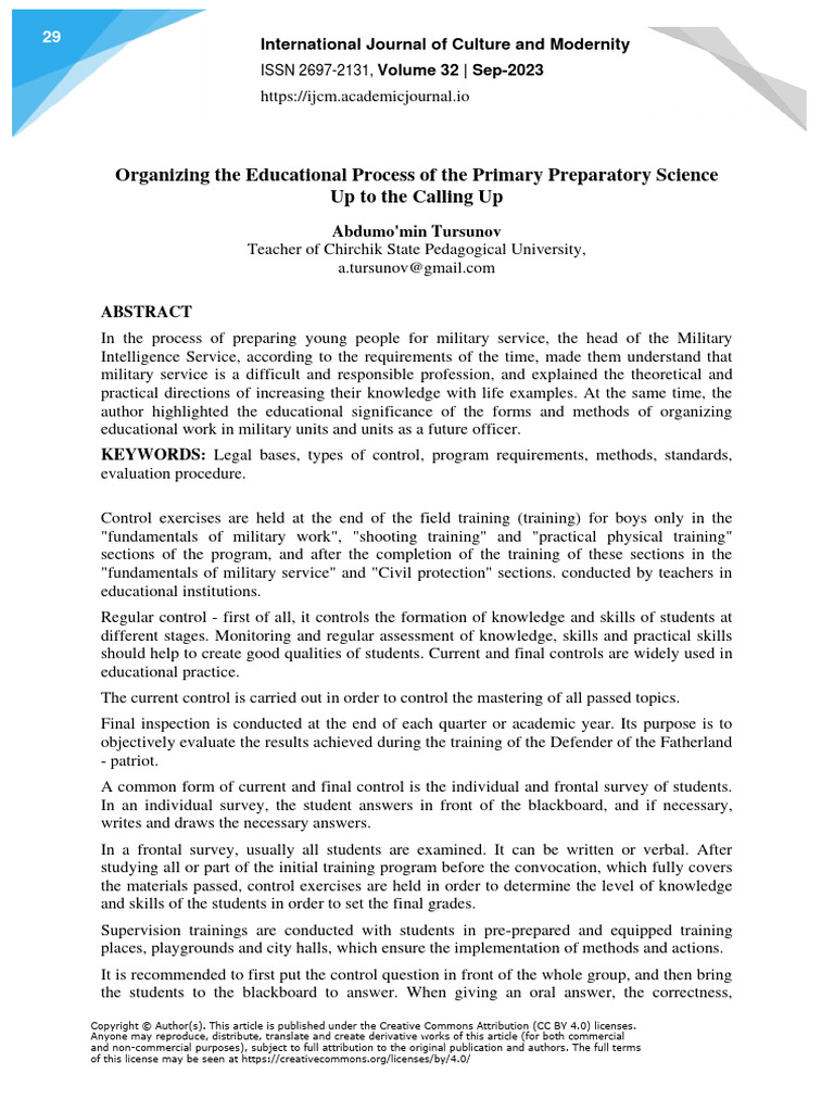 Organizing The Educational Process of The Primary Preparatory Science ...