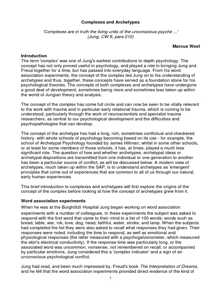 Complexes Archetypes | PDF | Carl Jung | Analytical Psychology