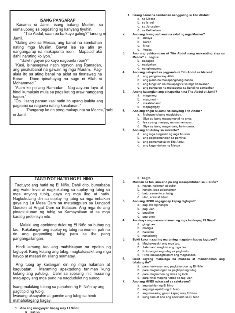 Filipino Reading Materials | PDF