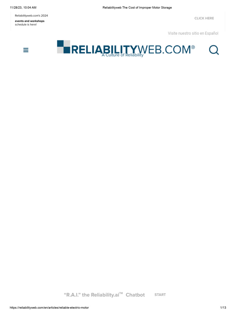 The Cost of Improper Motor Storage | PDF | Reliability Engineering ...