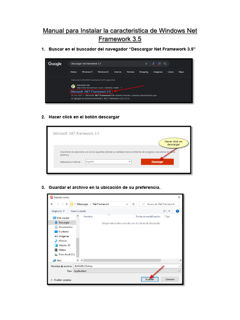Manual para Instalar La Caracteristica de Windows Net Framework 3 | PDF