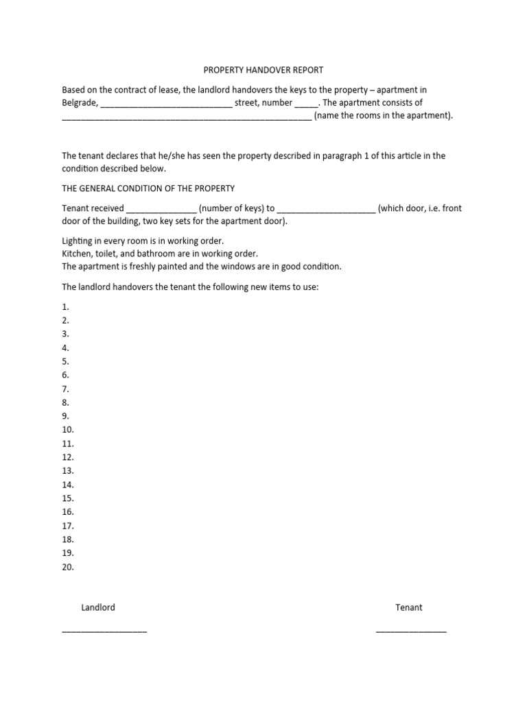 Property Handover Report | PDF