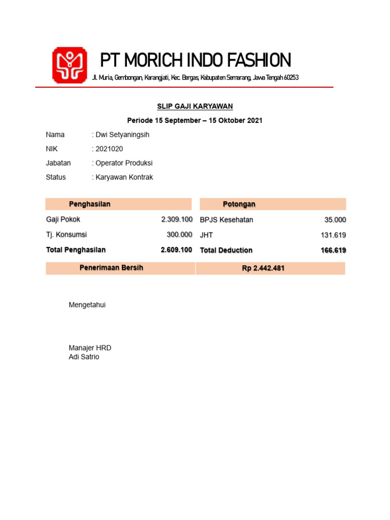 SLIP GAJI Contoh 5 | PDF