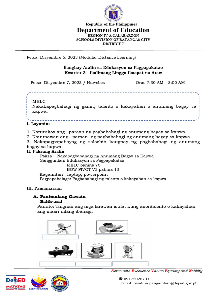 ESP q2 Week 5 Day 3 | PDF