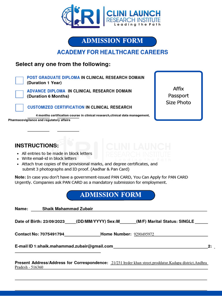 Clri Admission Form | PDF | Arbitration | Justice