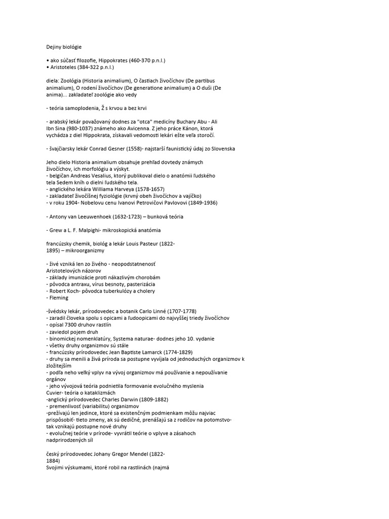 Dejiny Biológie | PDF