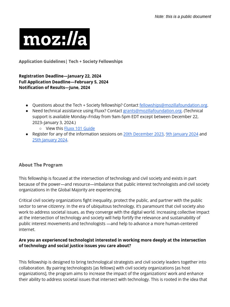 Tech + Society Fellowship Guide | PDF | Community | Governance