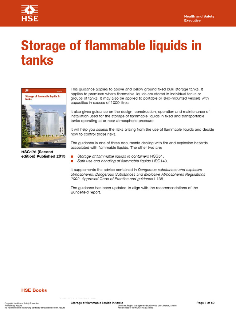 HSE - UK - Storage of Flammable Liquids in Tanks | PDF | Dangerous ...