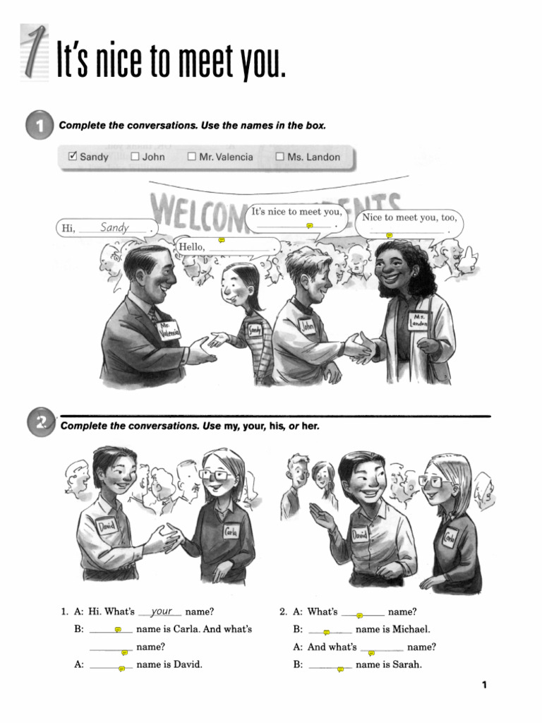 1 It's Nice To Meet You - Workbook | PDF