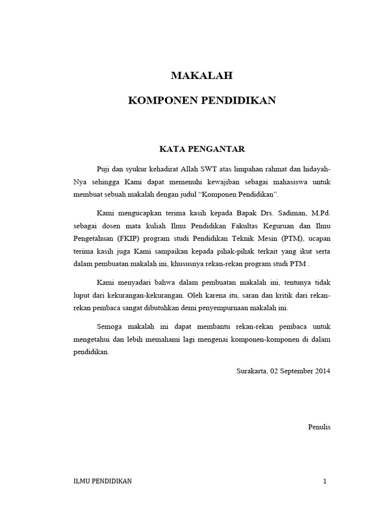 Komponen Pendidikan | PDF